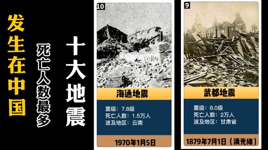 中国历史上死亡人数最多的十次地震