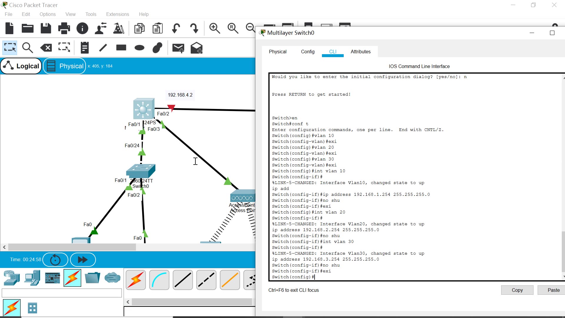 【思科模拟器】Packet Tracer交换路由常规配置实验Router&Swtich