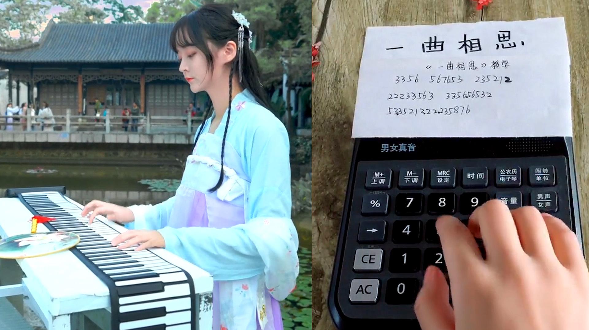 乐器版的《一曲相思》听过吗,小姐姐手卷琴大显身手,秒杀计算器
