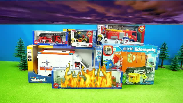 玩具车动画:救护车,消防车和四驱车