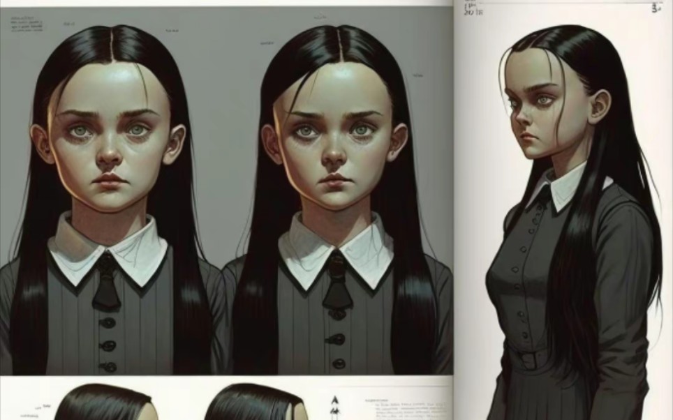 《亚当斯一家》星期三分解图与艺术设定