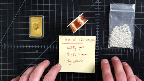 把金银铜三种材料混合一起熔化,做成戒指,成品会是什么样的呢
