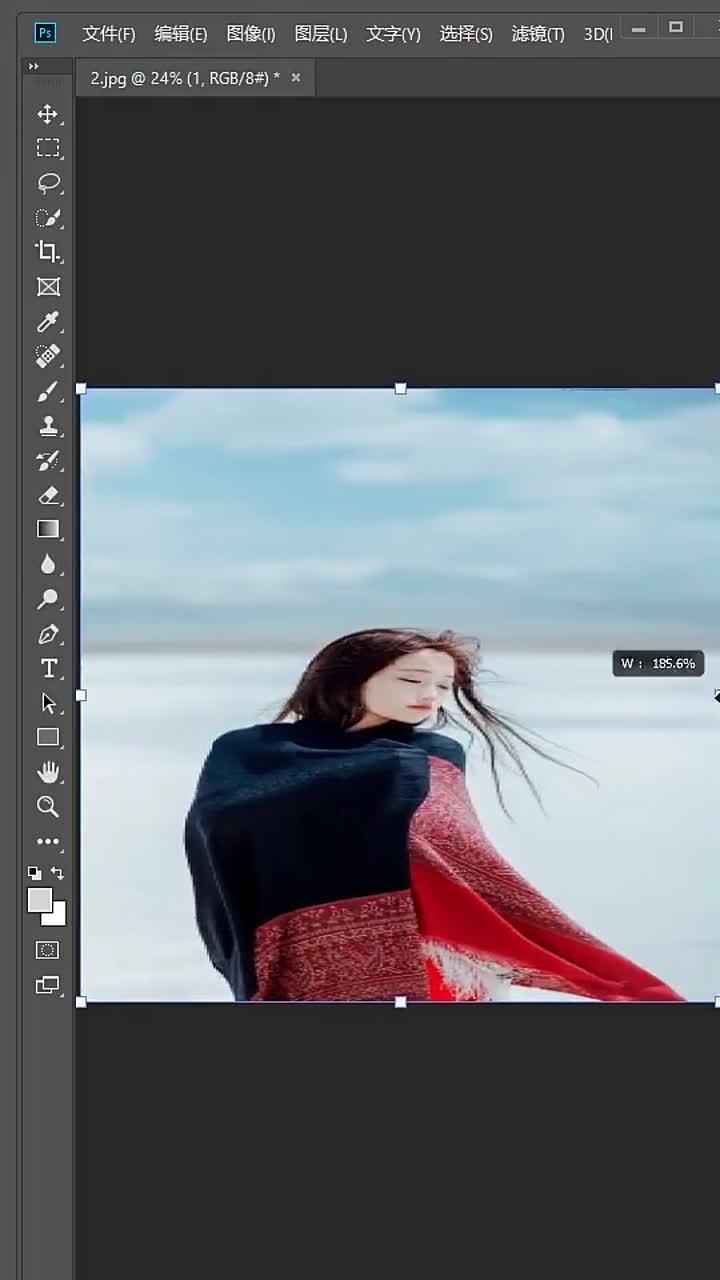 ...PS竖图变横图,拉伸不变形