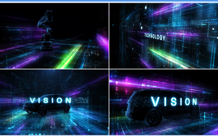 AE模板-赛博朋克高科技新能源电动汽车工厂自动化介绍视频高科技...