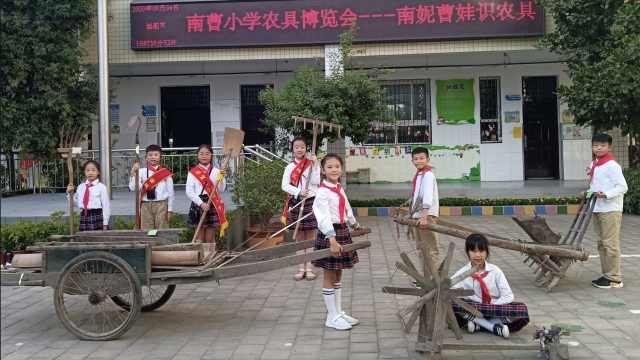 郑州一小学将300多件农具搬进校园:让学生了解农耕文化