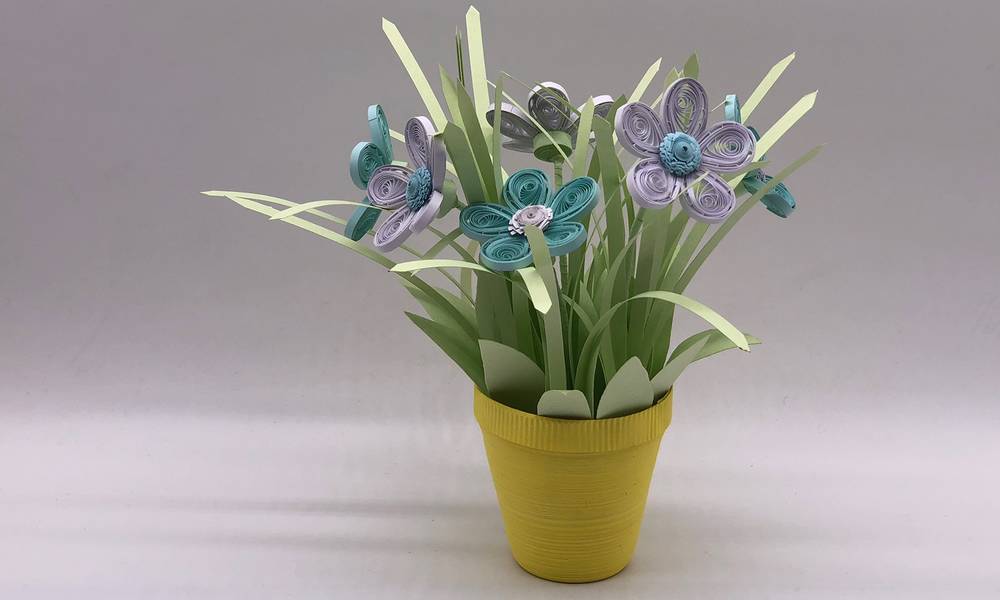 教你手工制作衍纸立体花盆,简单易学,摆在家里非常好看