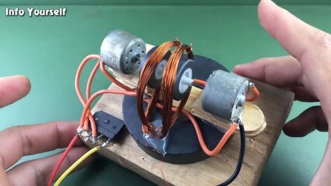 采用直流电动机的铜线圈磁自由能发电机