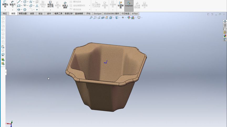 SolidWorks 巧妙运用变形绘制花盆 非常简单很实用