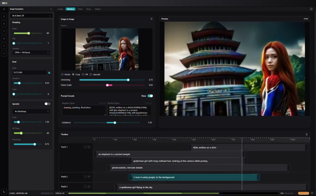SDFX,新形式ai绘画交互项目~看起来是以音轨播放的方式来同步采样...