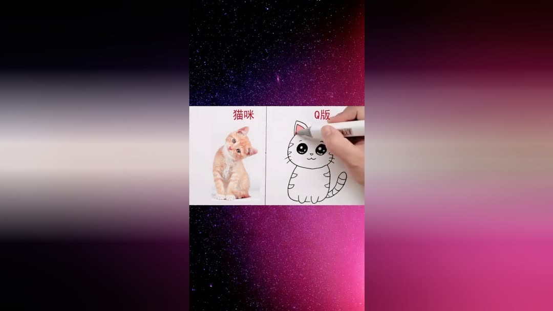猫咪卡通简笔画教学,一对比,你喜欢哪只猫咪呢?