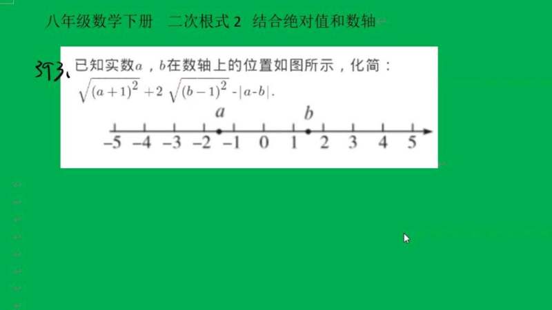 人教版数学八年级下册,二次根式2,结合绝对值和数轴