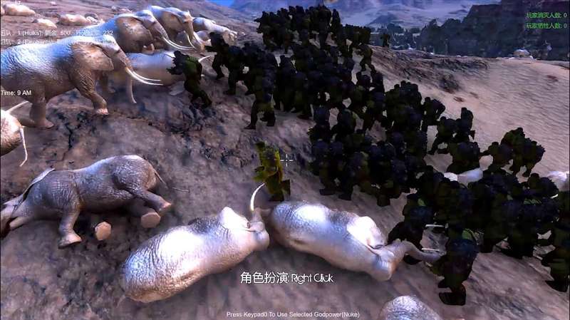 动物大战模拟器,500个绿巨人vs非洲大象,场面壮观