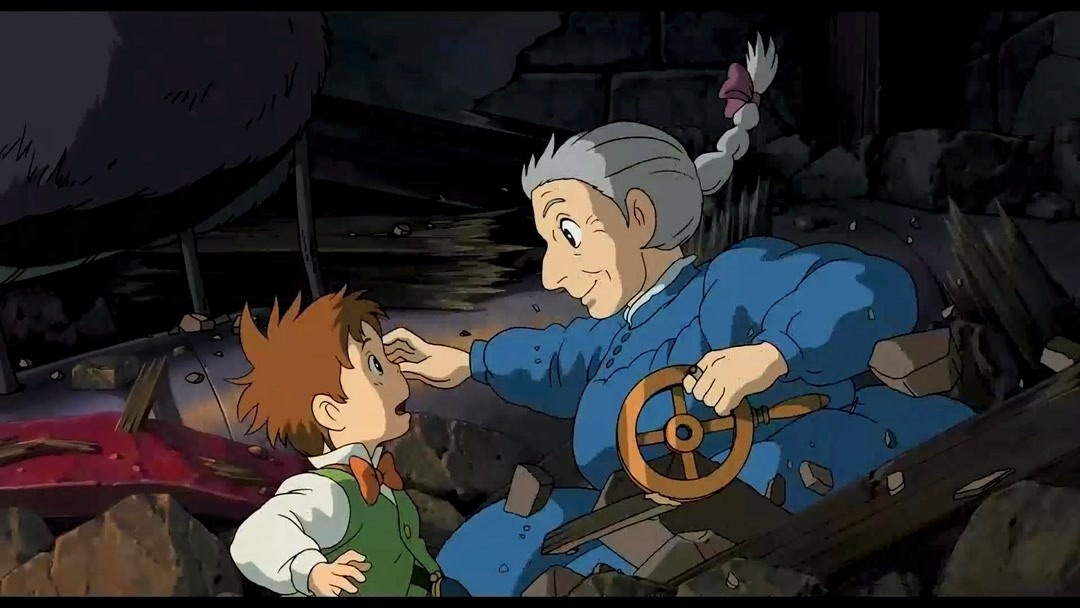 哈尔的移动城堡:男孩带着城堡来迎接苏菲,可是苏菲不会停下飞船