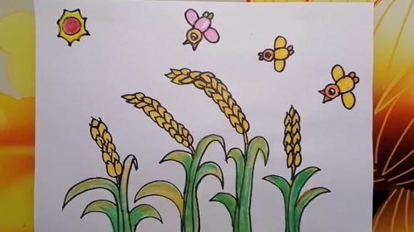《金灿灿的稻谷》儿童画