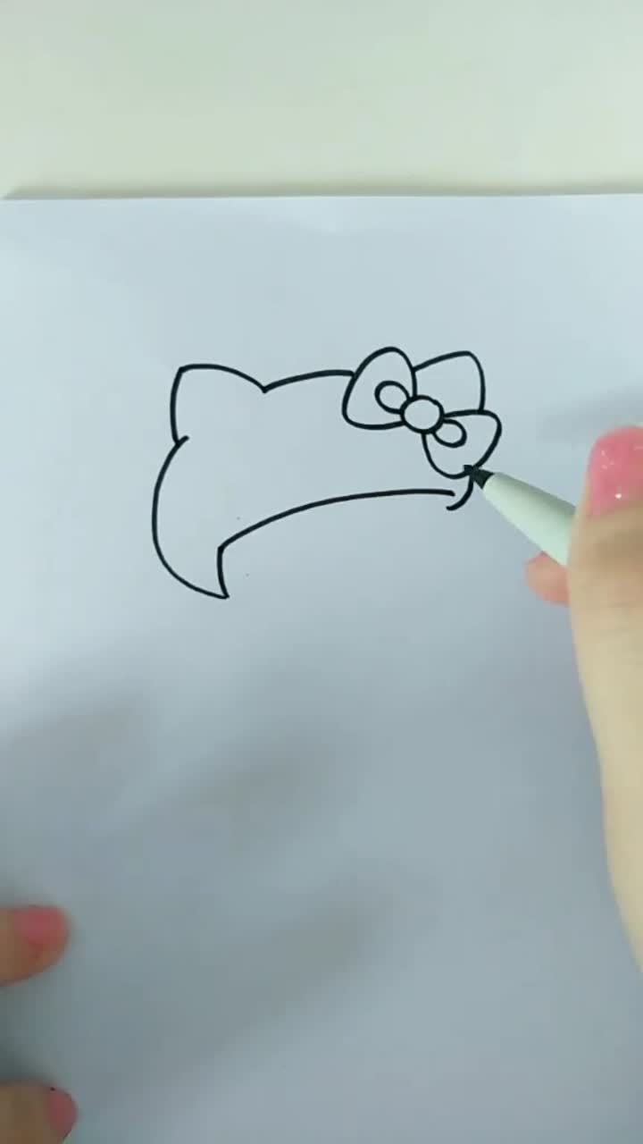 糖豆简笔画,当团子遇到kitty,萌到爆的组合