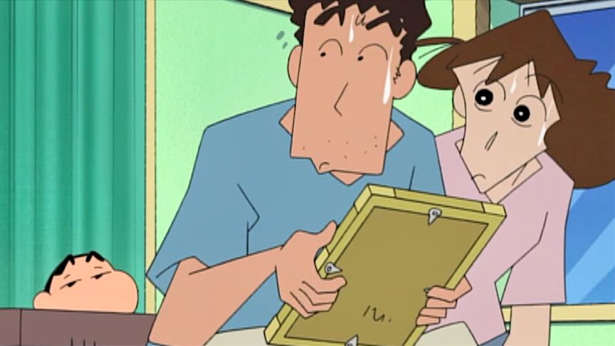 蜡笔小新:邻居送来一幅画,爸妈嫌弃太丑,不知道该怎么处理