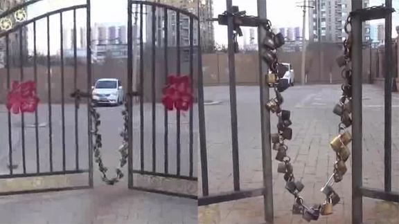 小区大门上66把标号锁,防止外来车辆进出,业主:升降杆的花钱!