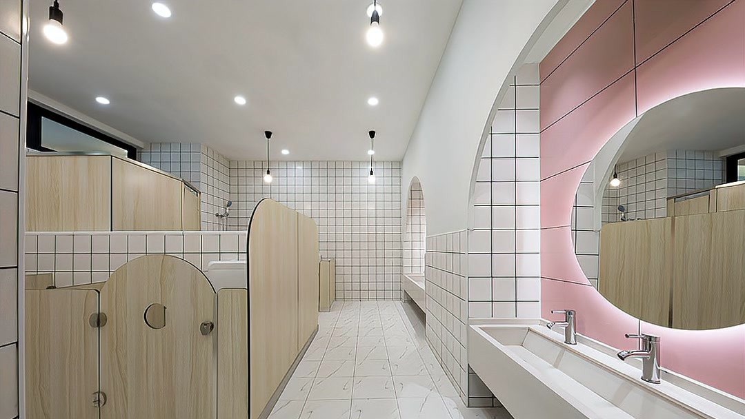 幼儿园/托育中心(托育园)面积不大的儿童洗手间这样设计也太豪华了吧!...