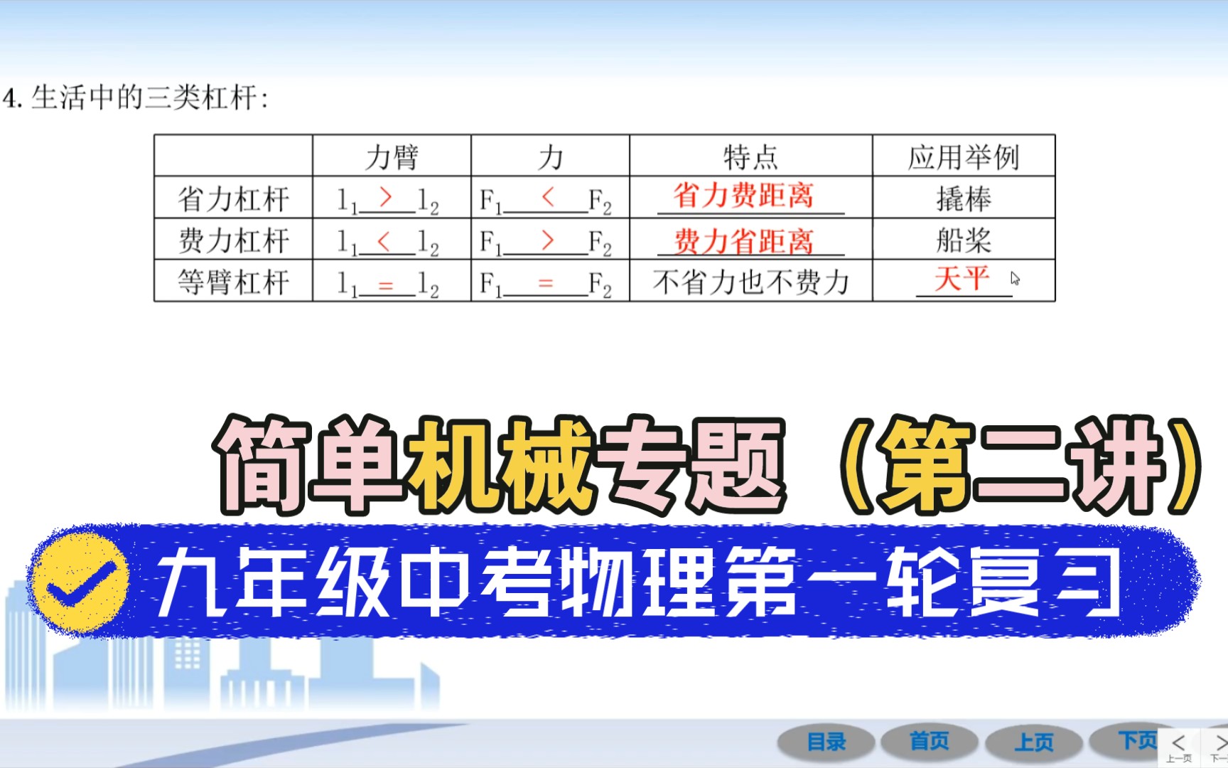 【物理】九年级中考物理第一轮复习:简单机械专题(第二讲)