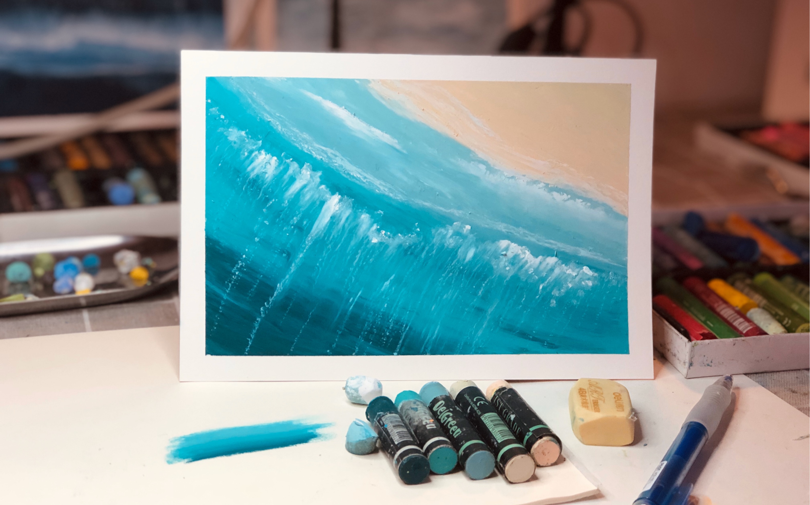 【油画棒】透明质感大海教程