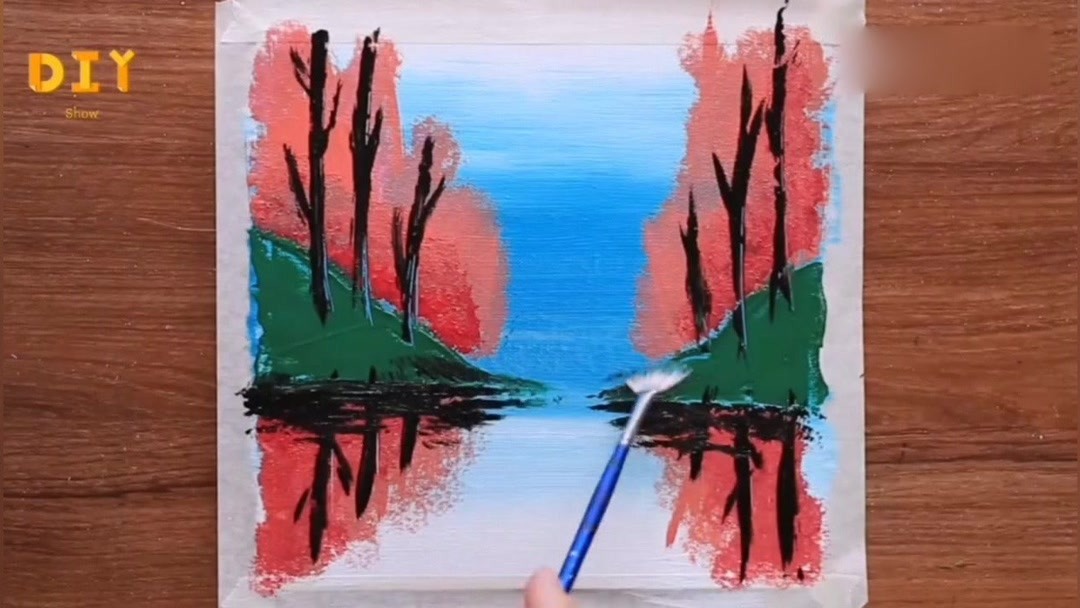 丙烯颜料绘画教程,秋季风景画的制作方法,学习起来很简单!