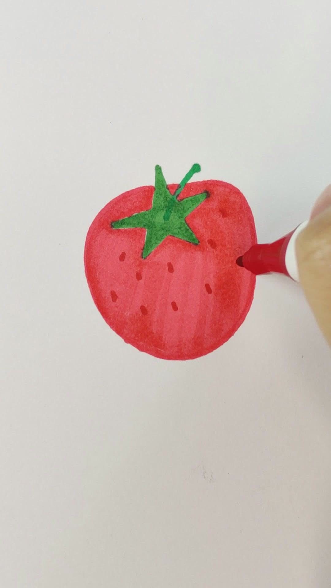用五角星画草莓简笔画