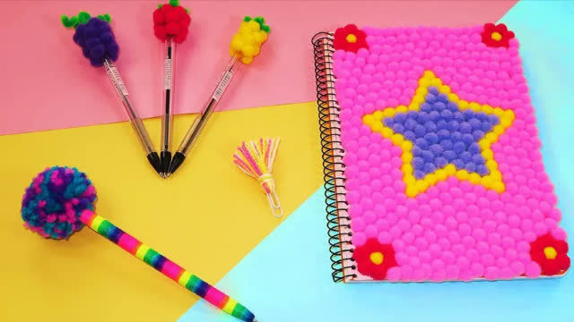 手工制作可爱笔记本书皮和签字笔装饰