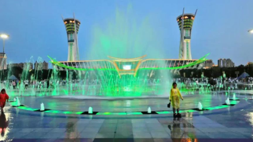 潍坊市人民广场音乐喷泉⛲ (2020)大型喷泉,汹涌澎湃