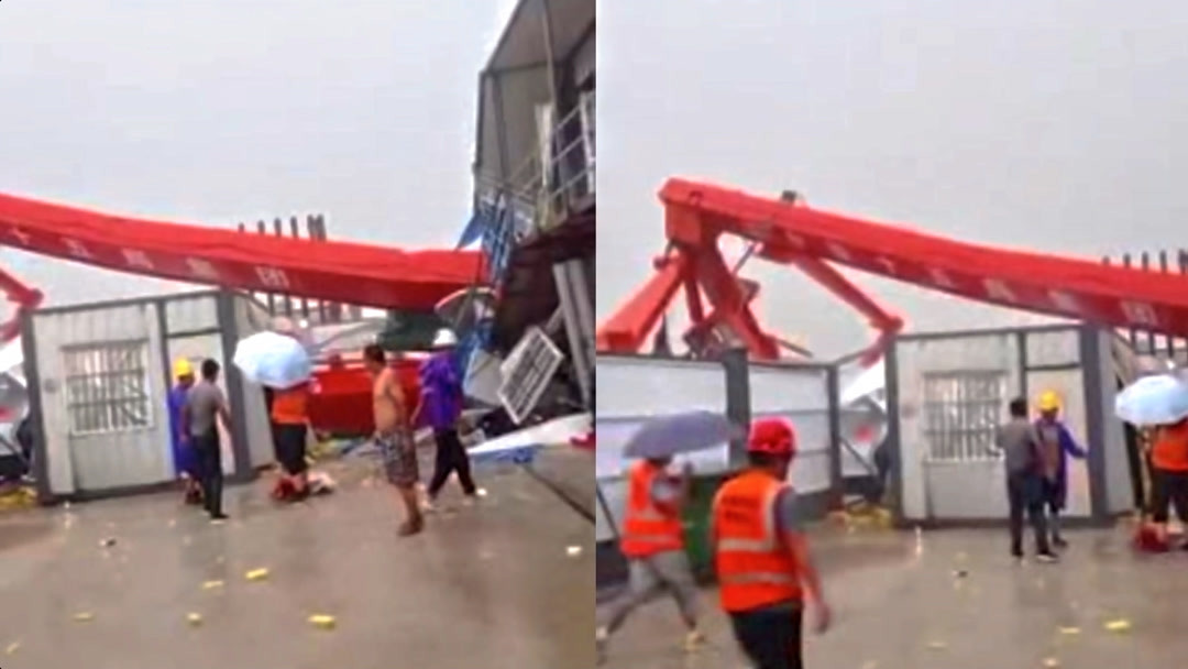 现场曝光!深圳地铁20号线一施工现场龙门吊倒塌 致2死6伤