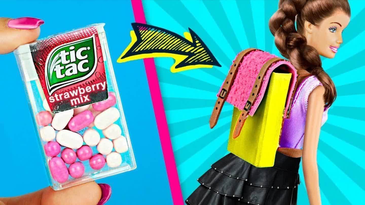 123GO搞笑生活:芭比娃娃迷你背包,学习给娃娃制作微型学习用品