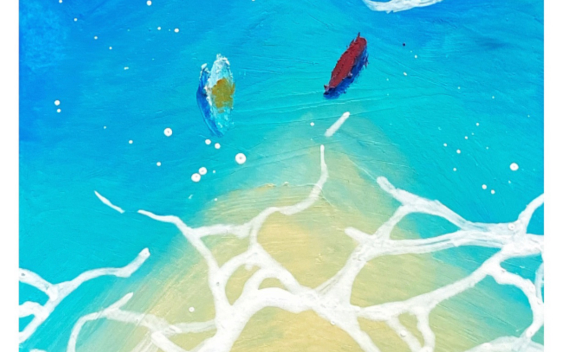 阿裴在画画 油画棒教程 海滩