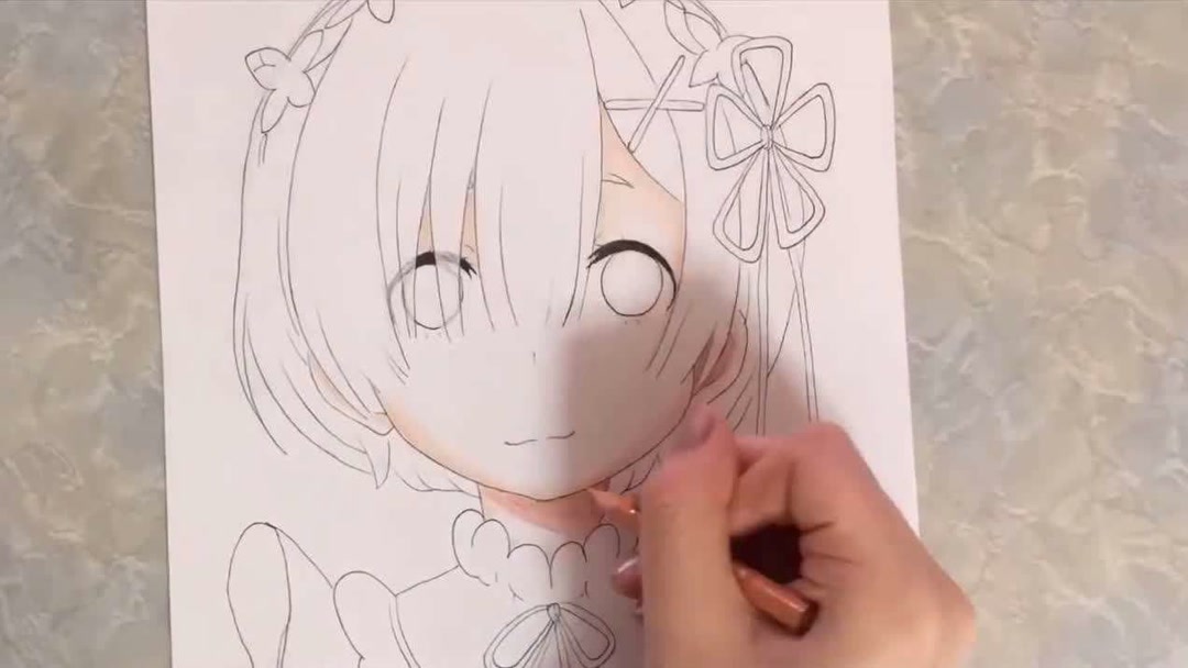 【手绘】一步步的演绎如何彩铅手绘蕾姆!