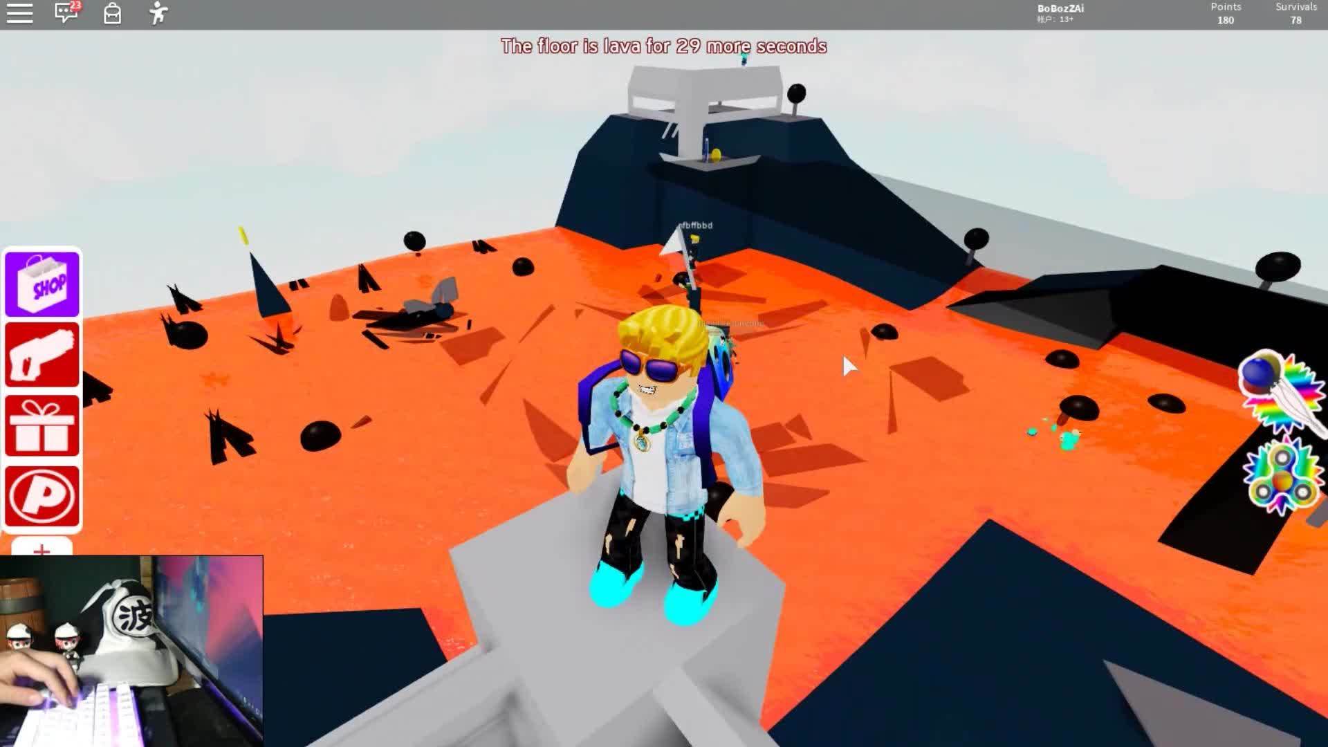 roblox"熔岩灾害模拟器"波波仔解说:周围都被岩浆烧成焦炭!