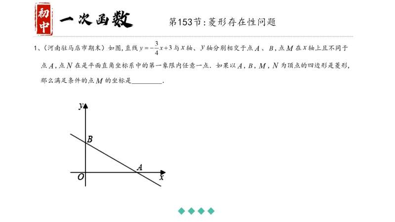 一次函数与菱形存在性问题:巧妙转化,将问题转化为已学过的方法
