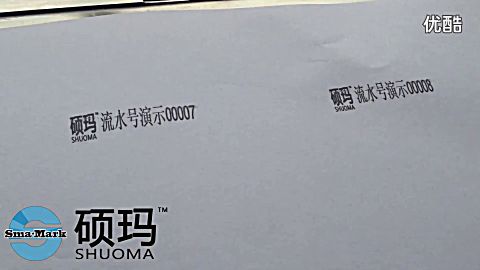 硕玛全自动喷码机 图案LOGO+文字+流水号喷印演示 可喷二维码变动...