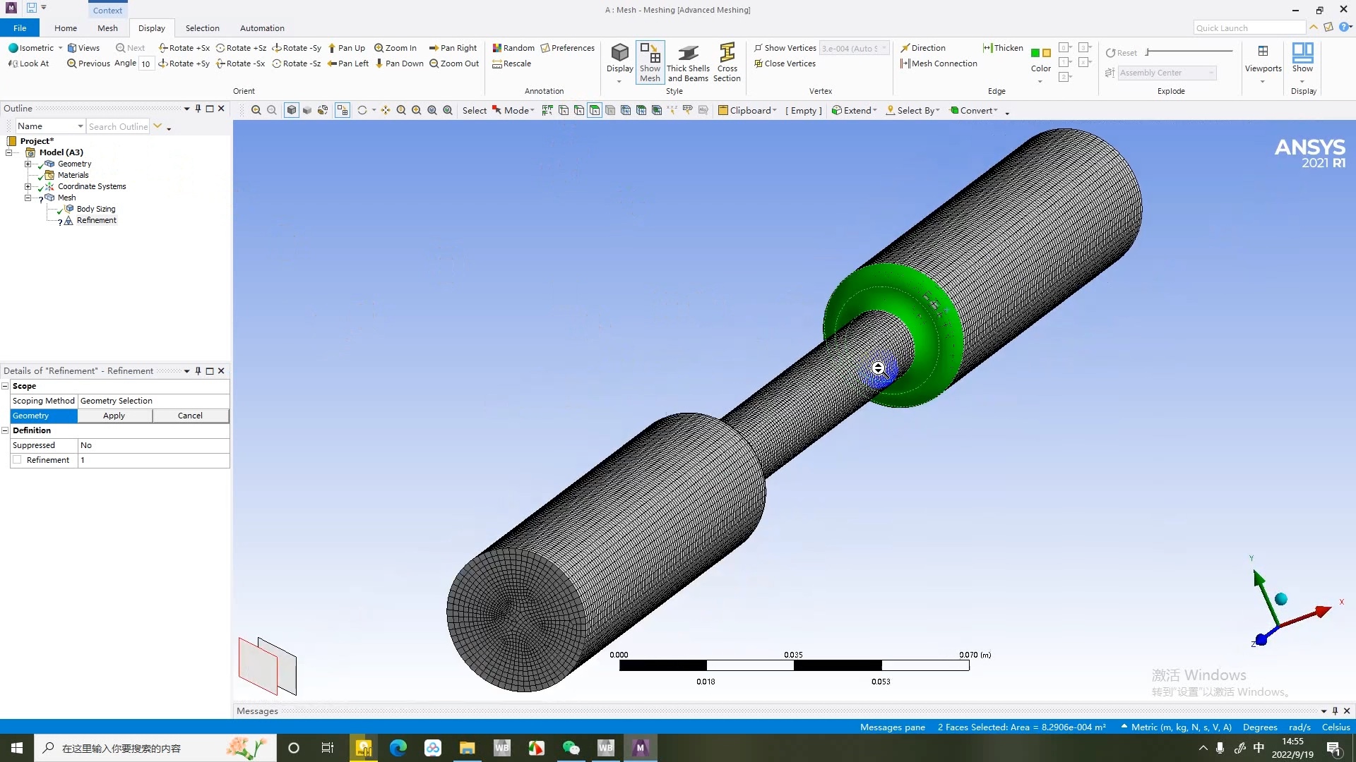 #ANSYS Meshing # 狭窄流体通道网格划分