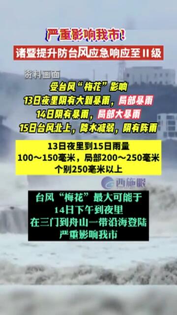 诸暨提升防台风应急响应至Ⅱ级#12号台风梅花 #台风暴雨来袭请注意 ...