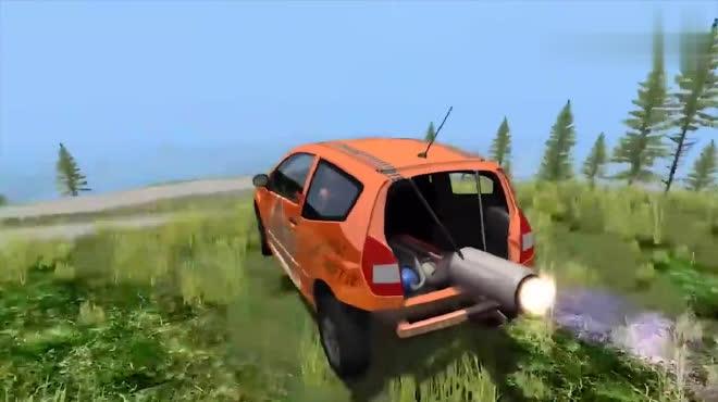 BeamNG:小车加大马力碰撞试验,场面好刺激