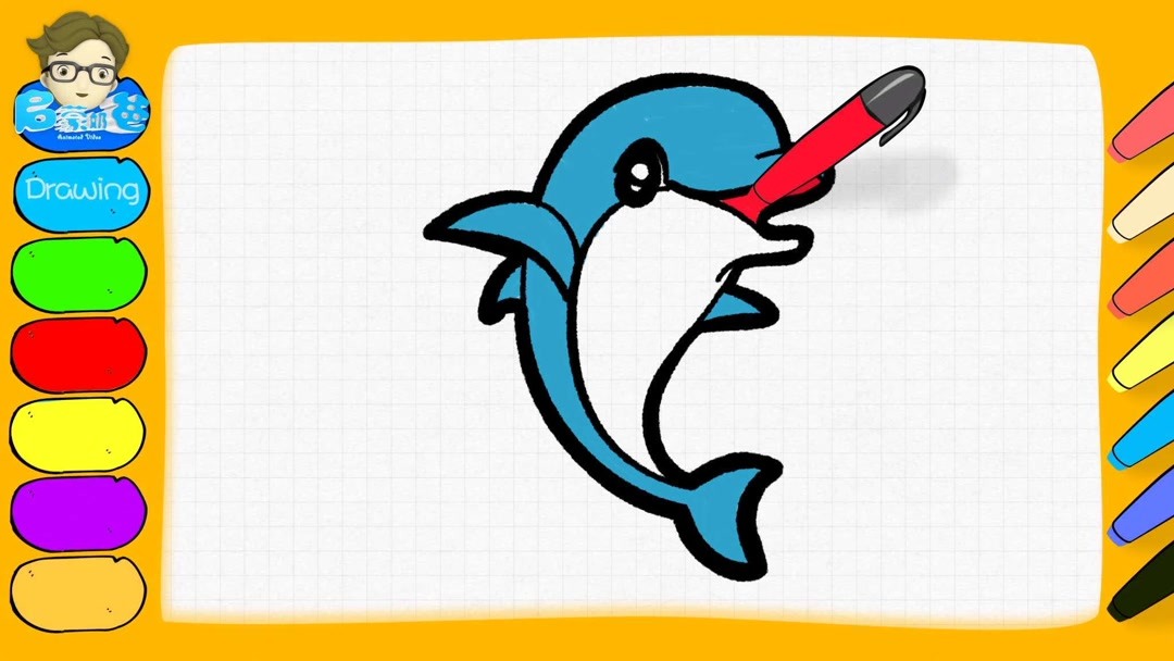 儿童简笔画,海豚的四种画法