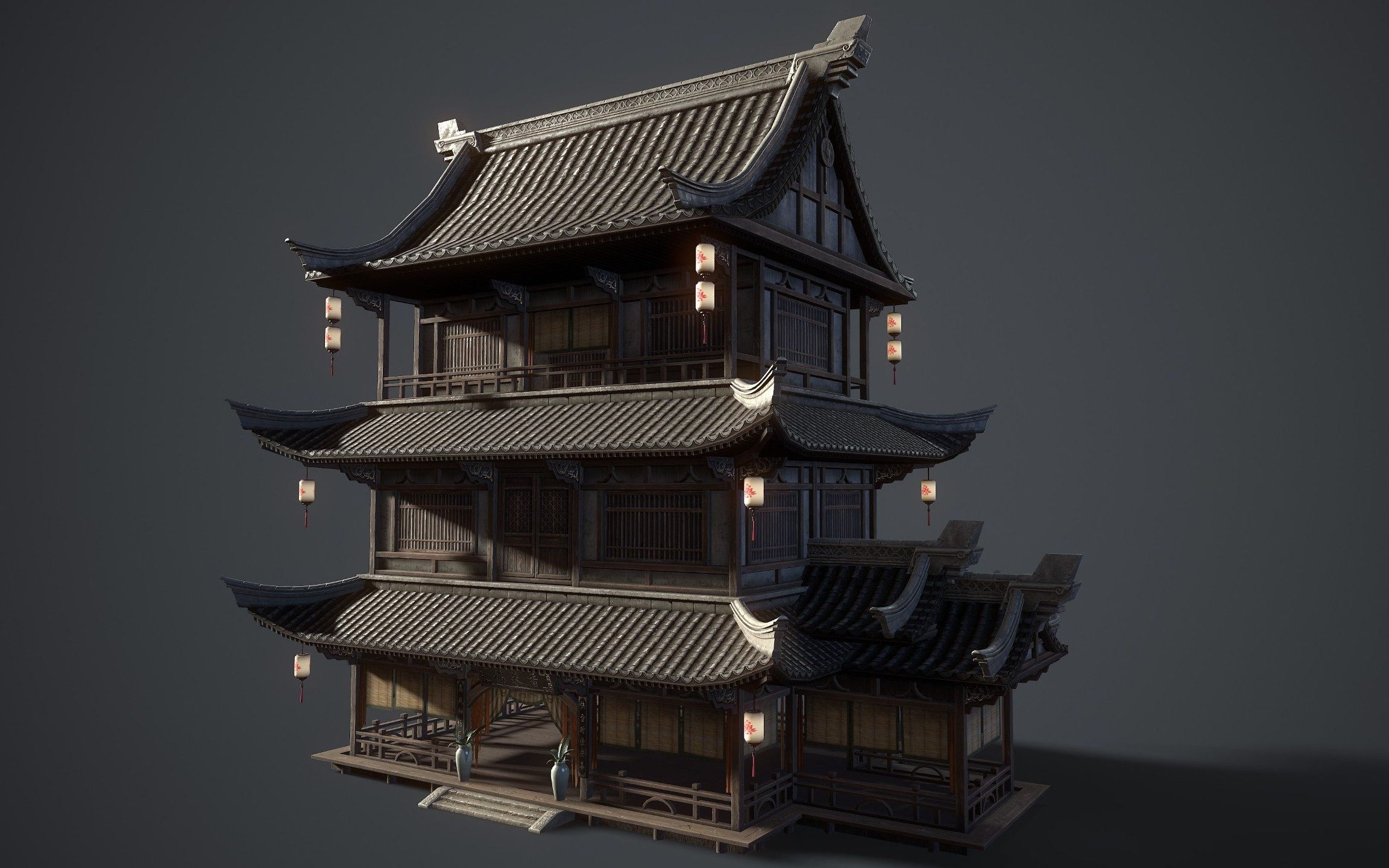 ...你场景建模的布线技巧讲解,3DMAX古代国风建筑场景建模制作全流程