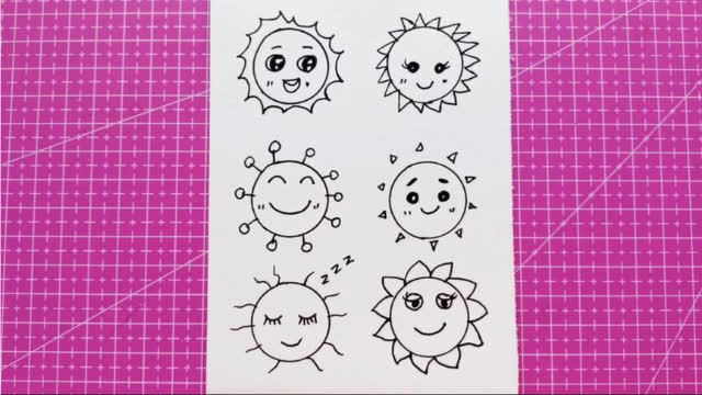 太阳的6种画法,你喜欢哪一种,亲子简笔