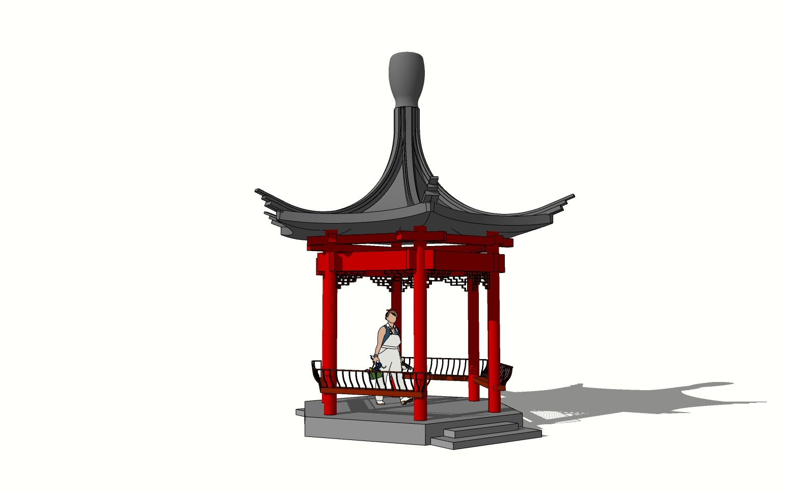 sketchup制作仿古中式六角亭