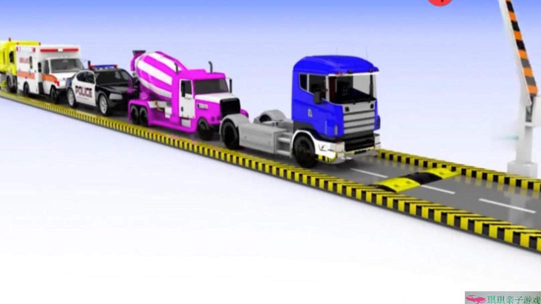亲子早教益智动画 3D动漫大卡车运各种工程车 学习色彩