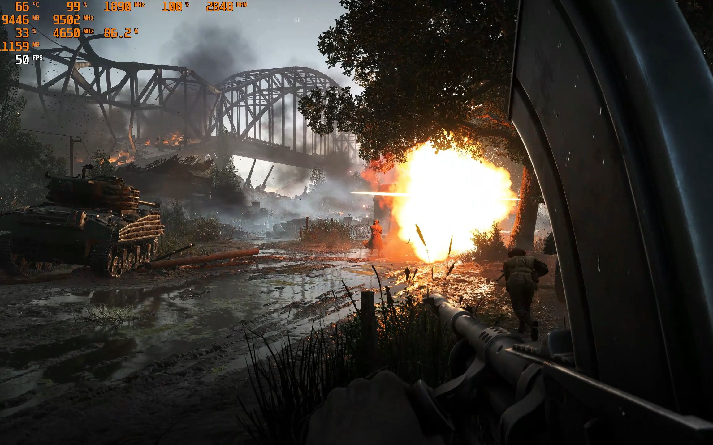 3080ti 战地五全高 5120x2880 分辨率伪4k测试