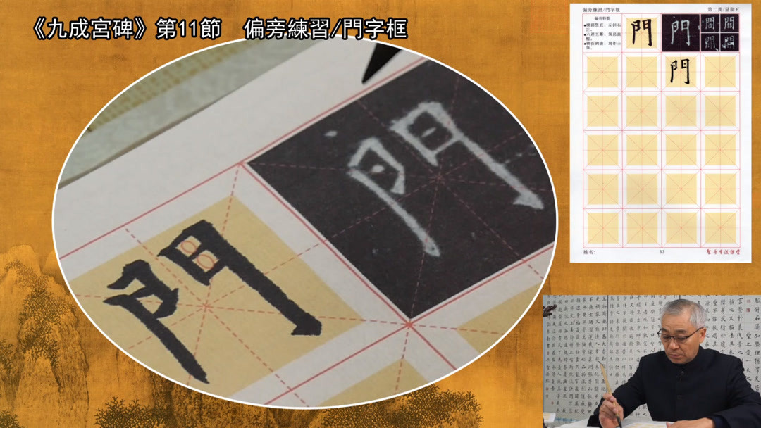 欧体“门字框”一斜一正是如何体现的?看吴圣法结构对临闭