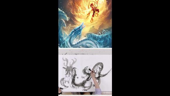 国画教程:画一条哪吒也打不过的龙
