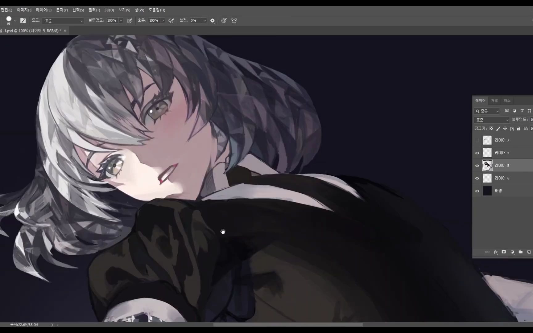 韩国画师用ps快速绘制《宝石之国》角色钻石头发光泽画的很漂亮