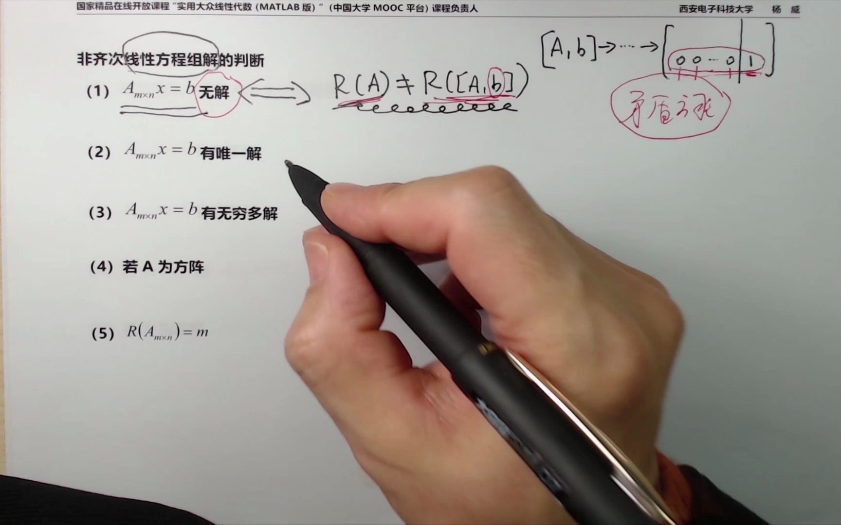 6-秩概念篇-3.6 非齐次线性方程组解的判定(《满分线性代数》)