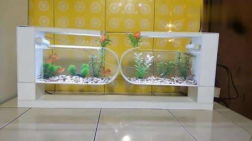 景观鱼缸太贵买不起,看牛人怎么用PVC管改造一个,这技术太牛了