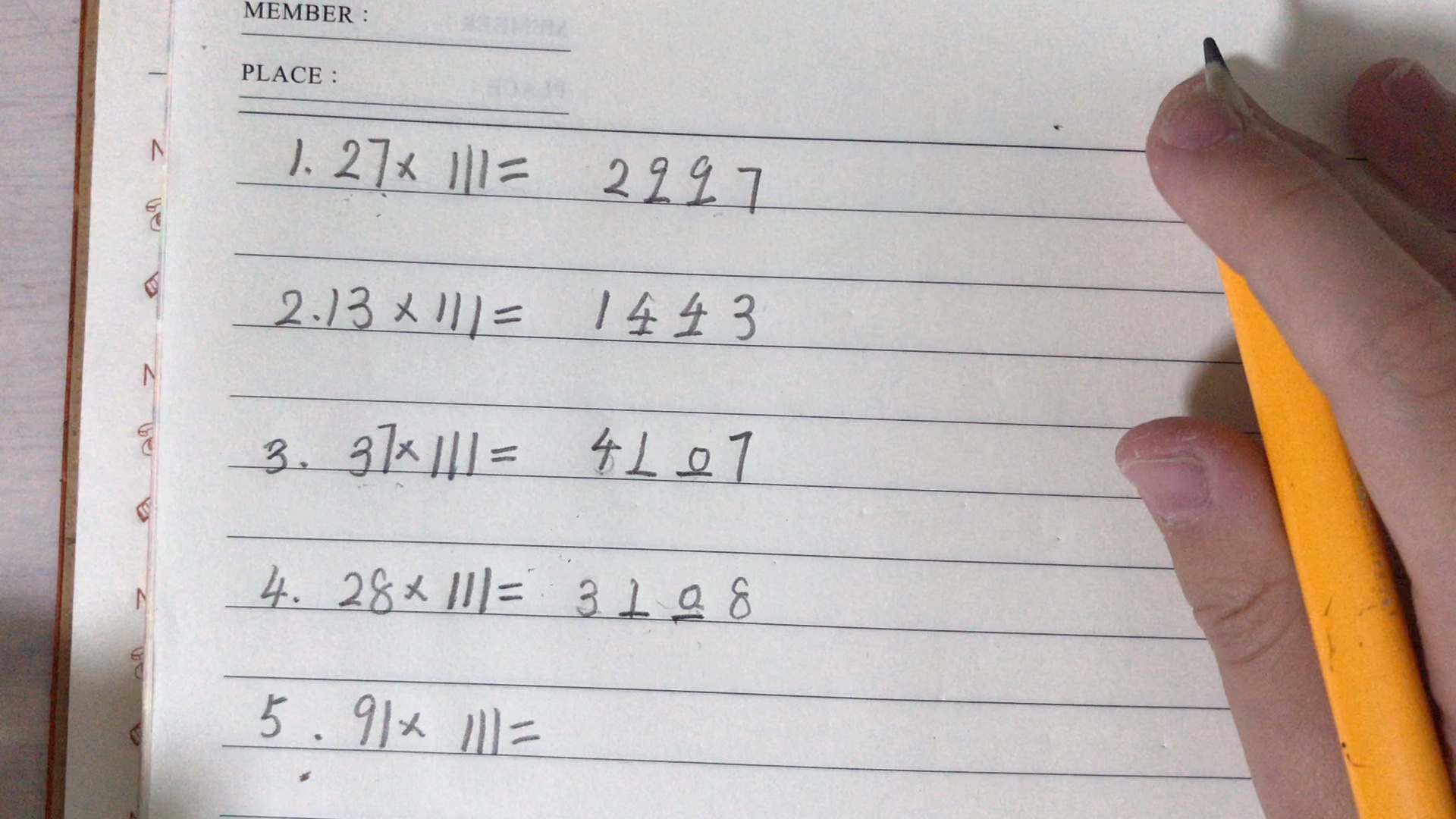 任意两位数乘111巧算方法